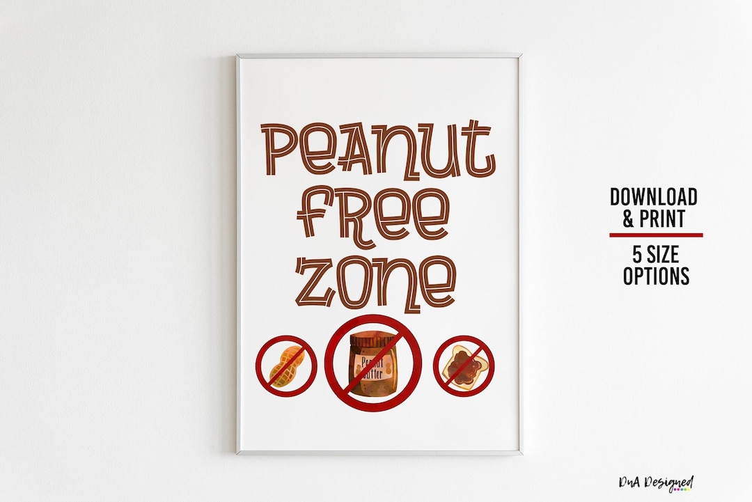 Peanut Free Zone Classroom Sign for Peanut Allergies DIGITAL - Etsy