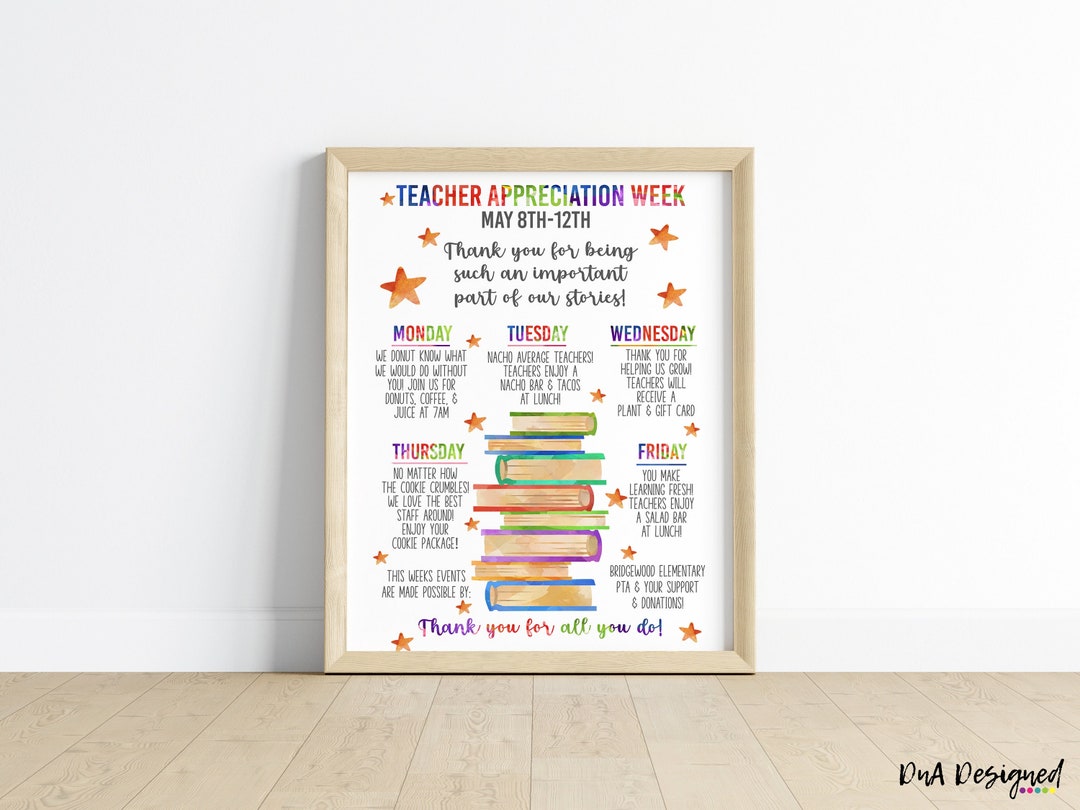 Teacher Appreciation Week Sign – Editable Staff Thank You Print ...