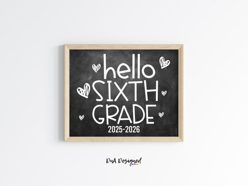 Sixth Grade Chalkboard Sign - First Day of School Photo Prop (digital ...