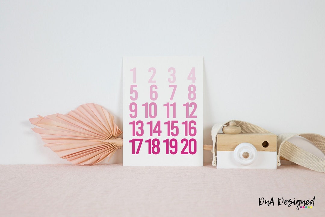 Printable Pink Shades Numbers 1-20 DIGITAL Print - Instant Download ...