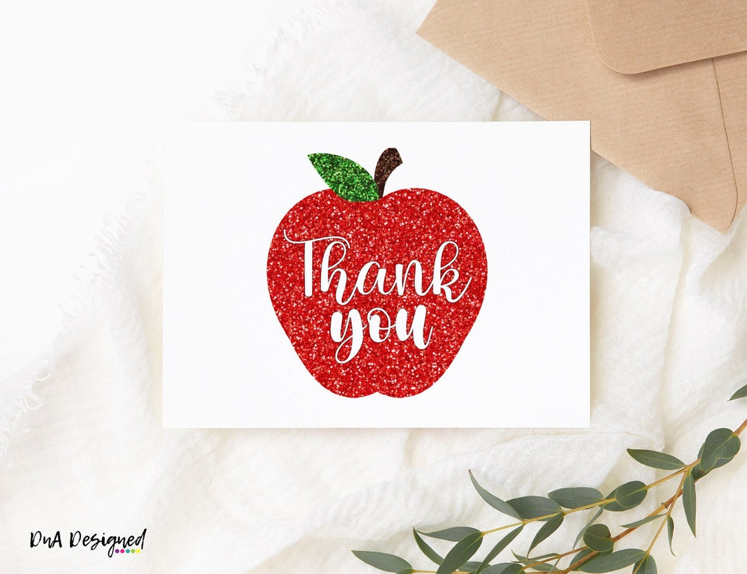 Thank You Teacher DIGITAL Glitter Apple Print - Teacher Appreciation ...