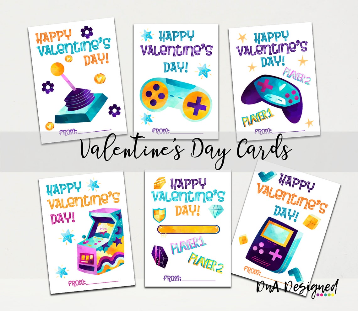 Editable Gamer Valentine's DIY Print Cards for Kids - Etsy