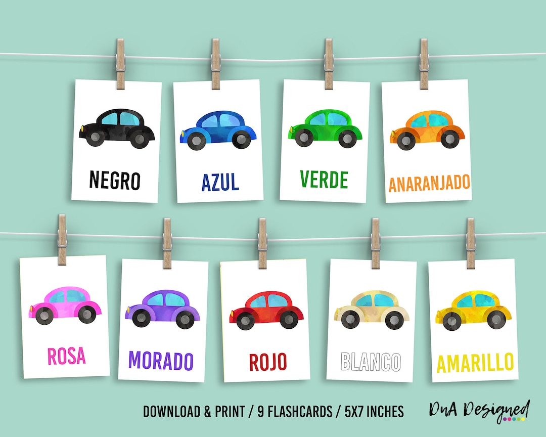 Printable Spanish Color Flash Cards for Kids Learning - DIGITAL Los ...