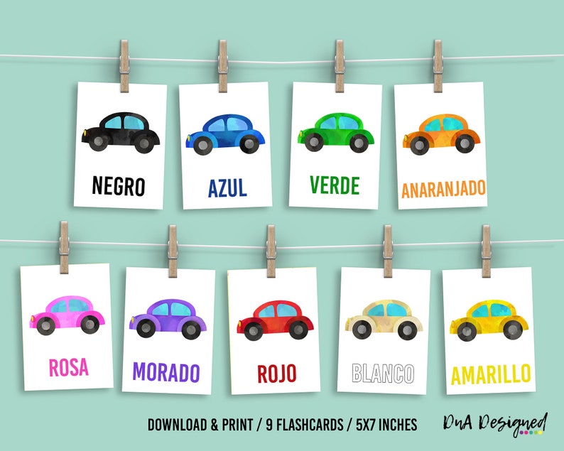 Printable Spanish Color Flash Cards for Kids Learning | Etsy