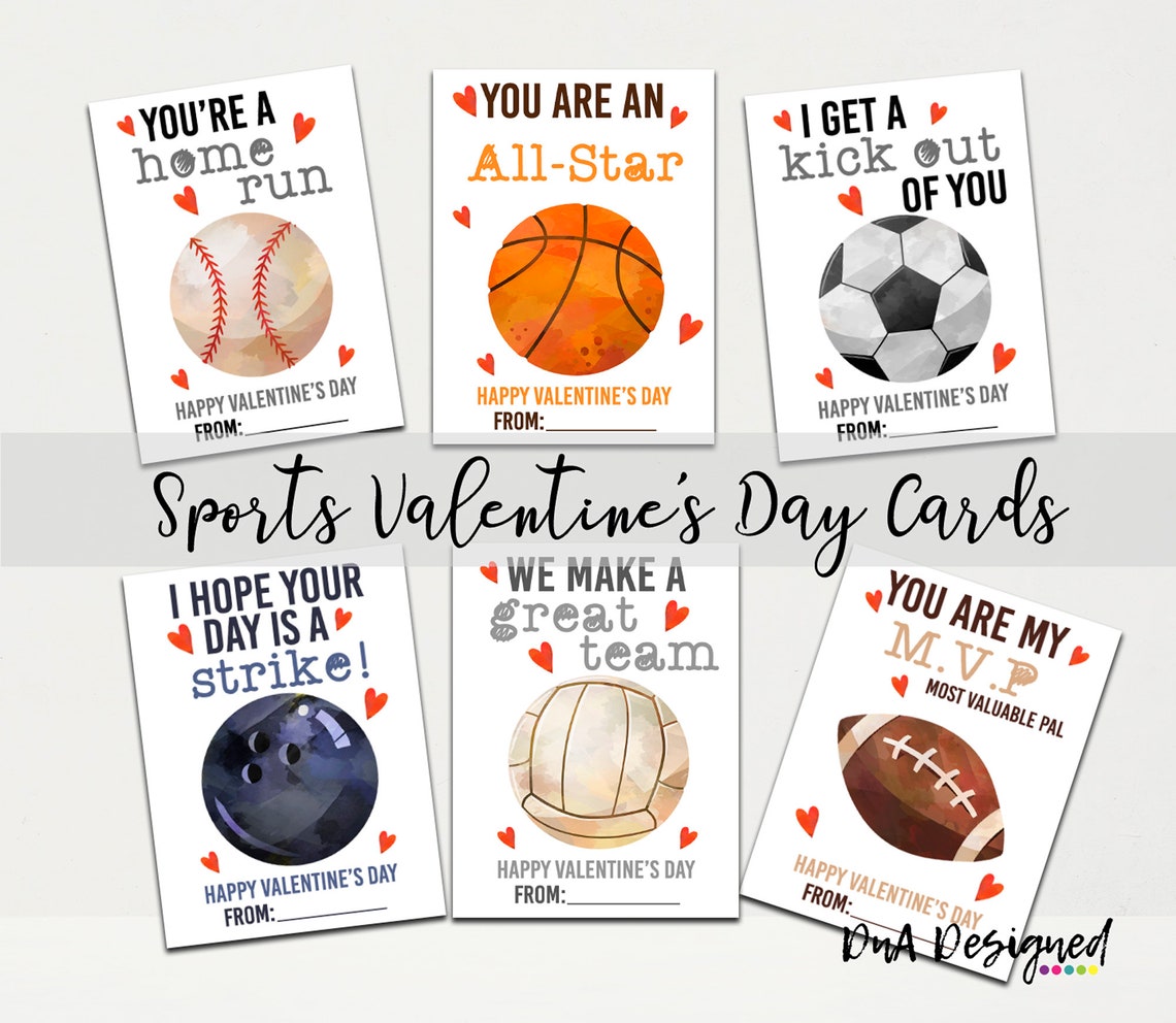 Sports Valentine DIY Print Cards for Kids DIGITAL Football | Etsy