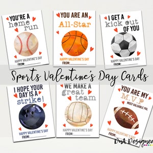 Sports Valentine DIY Print Cards for Kids DIGITAL Football | Etsy