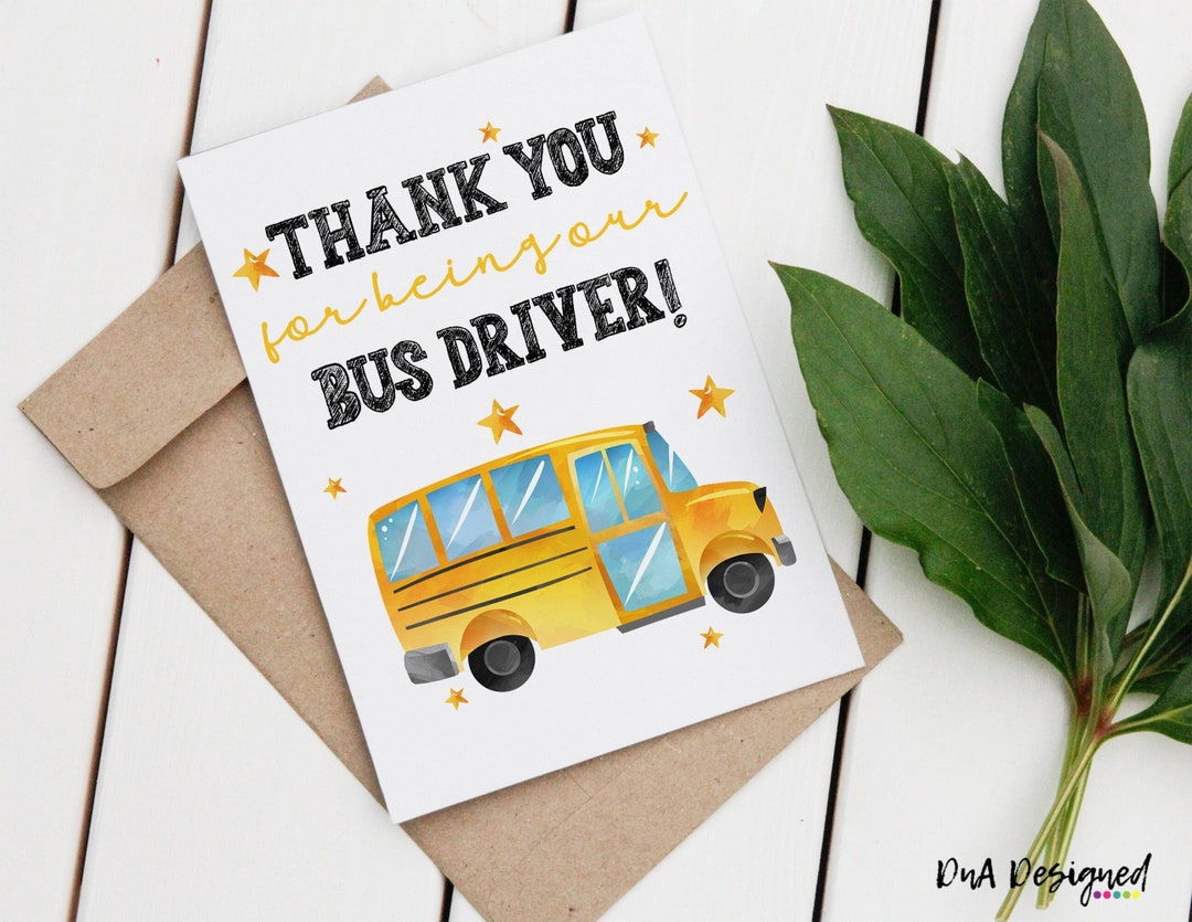 Thank You for Being Our Bus Driver DIGITAL Watercolor Card Thank You ...