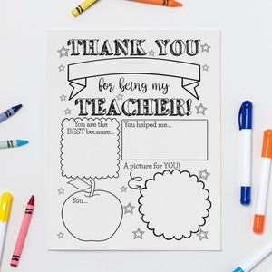 Thank You for Being My Teacher Activity Page for Teacher Appreciation ...