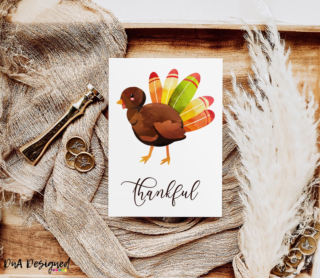 Thankful Watercolor Turkey DIGITAL Print - Instant Download ...
