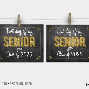 First and Last Day of My Senior Year Glitter DIGITAL Chalkboard Print ...