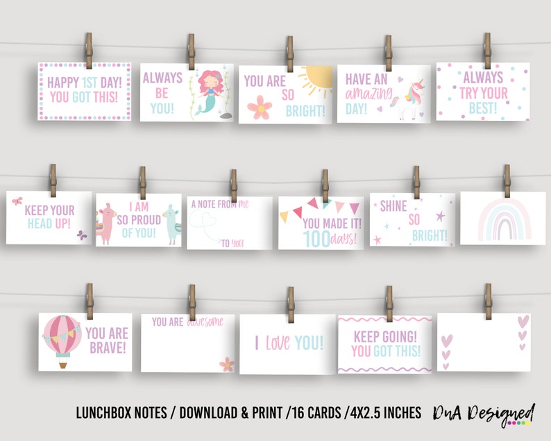 Positive Printable Lunchbox Cards for Kids DIGITAL - Inspirational ...