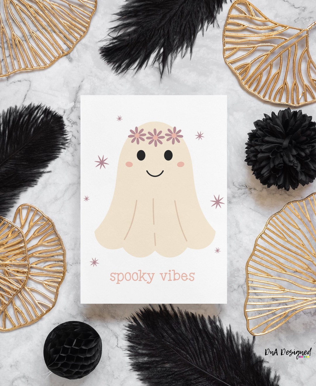 Halloween Neutral Retro Spooky Vibes Ghost DIGITAL Printable - Instant ...