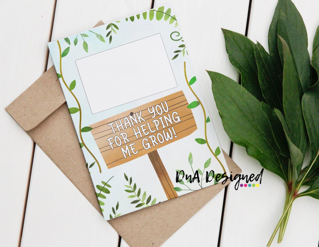 Printable Thank You for Helping Me Grow Gift Card Holder for - Etsy