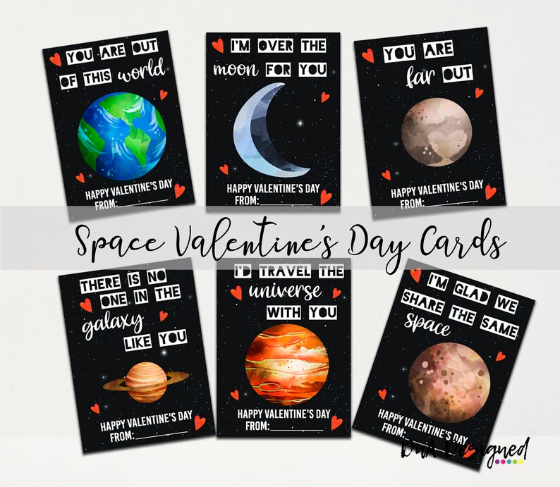 Editable Outer Space Valentine DIY Print Cards for Kids - Etsy