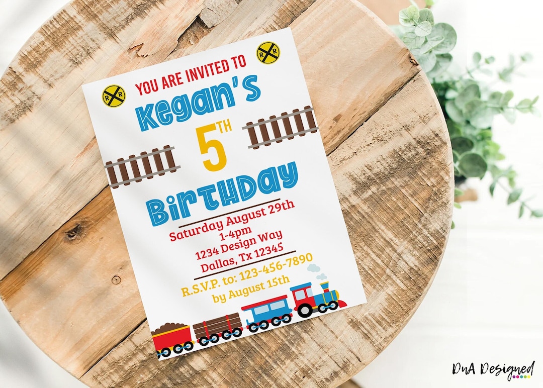 Printable Steam Train Birthday Invitation – Corjl Editable (digital) - Etsy