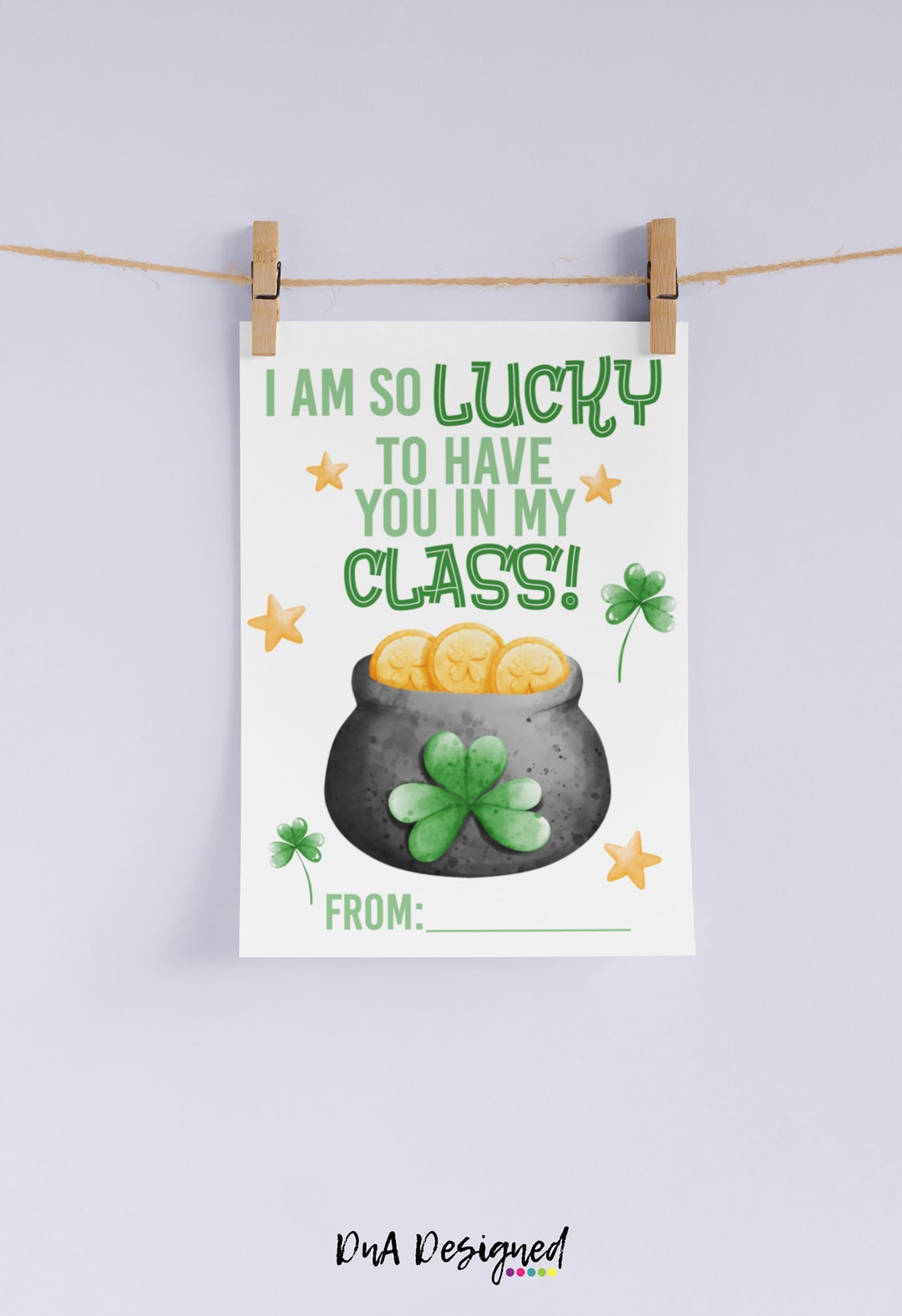 St. Patrick's Day DIY Print Student Gift Tag for Teachers DIGITAL Four ...