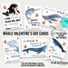 Whale Valentine DIY Editable Print Cards for Kids DIGITAL - Etsy