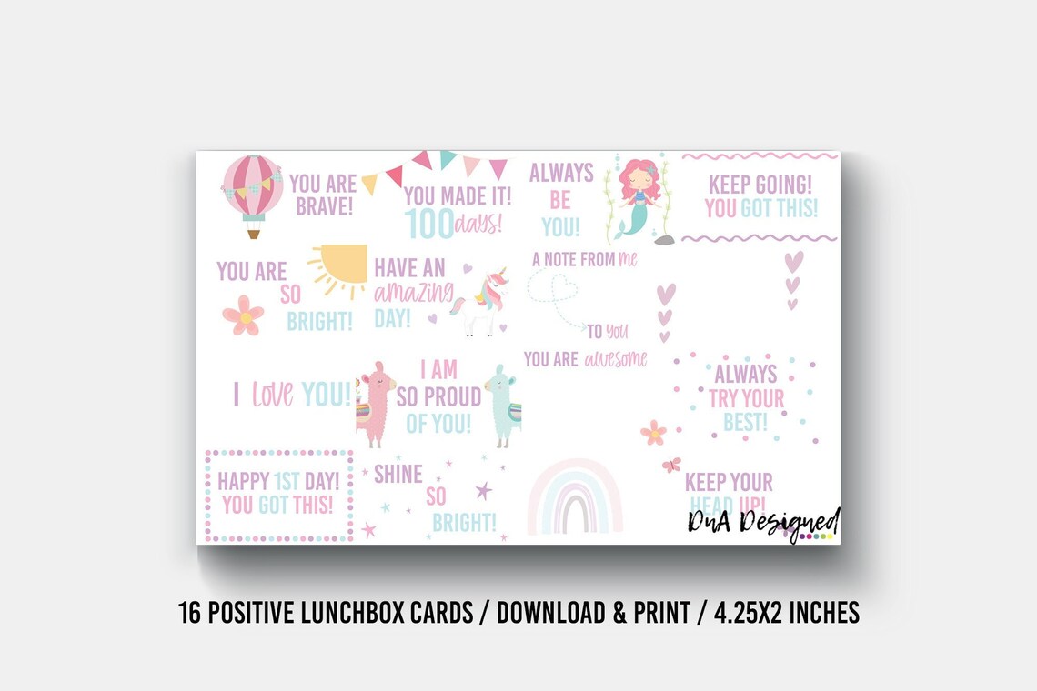 Positive Printable Lunchbox Cards for Kids DIGITAL - Etsy