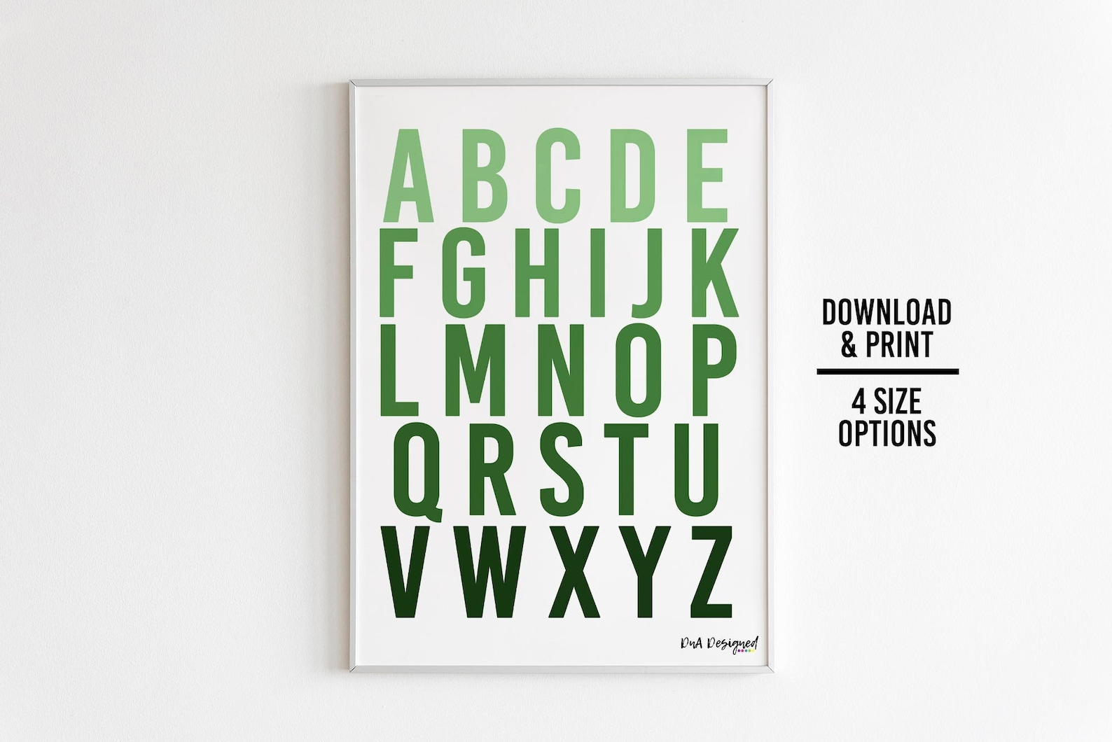 Printable Green Shades ABC DIGITAL Print Instant Download | Etsy