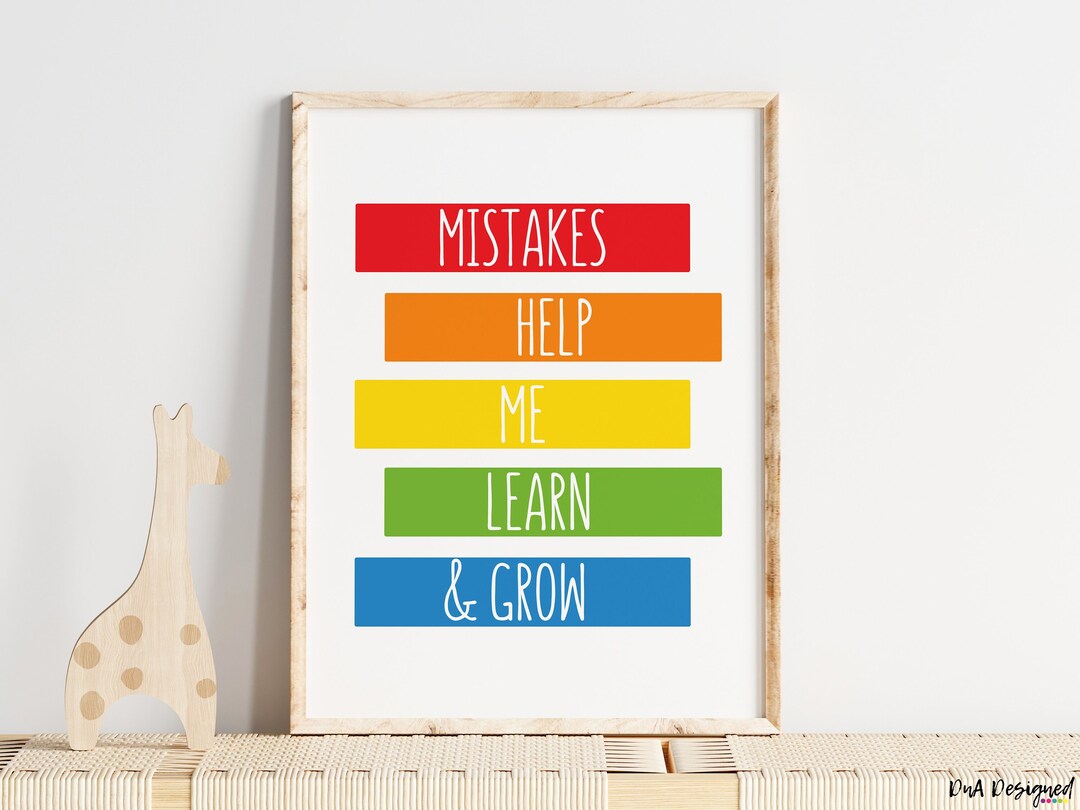 Mistakes Help Me Learn and Grow Rainbow DIGITAL Print for Kids ...