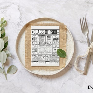 Class of 1988 DIGITAL Sign Instant Download DIY Print for Class Reunion ...
