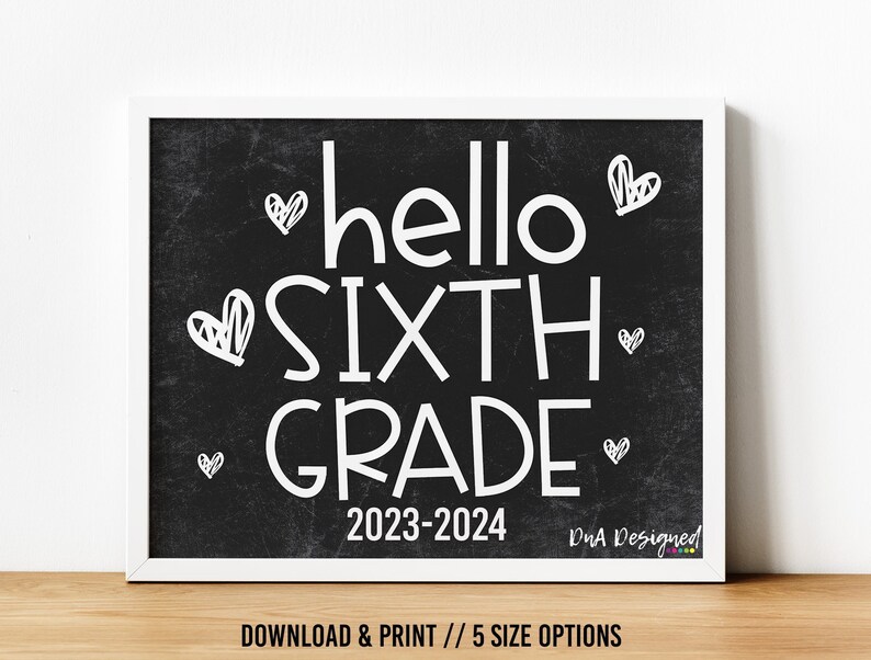 Hello Sixth Grade 2023-2024 Back to School DIGITAL Chalkboard - Etsy ...