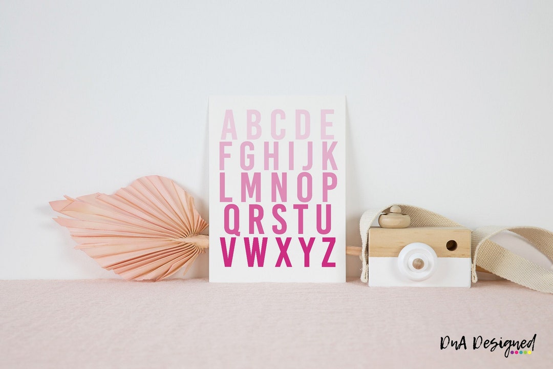 Printable Pink Shades ABC DIGITAL Print - Instant Download Nursery or ...
