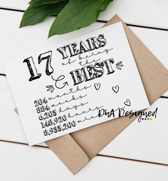 17 Years of Being the Best Printable Birthday Card Happy - Etsy