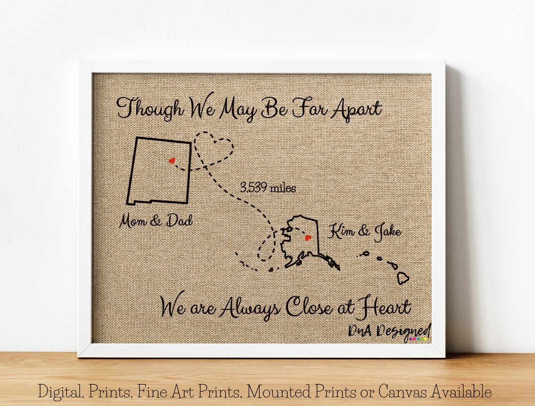 Personalized Long Distance Map Print – Custom Family Gift (digital or ...