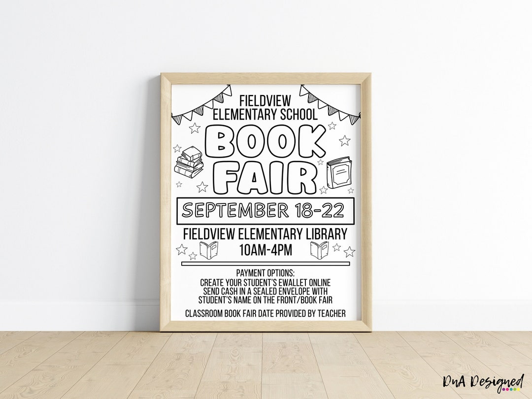 Editable School Book Fair Coloring Printable for PTA PTO School ...