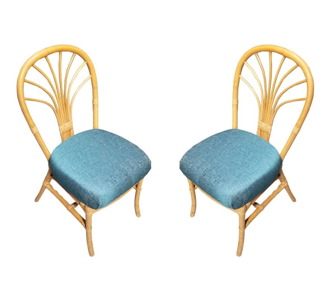Restored Rattan Fan Back Dining Chairs, Pair - Etsy