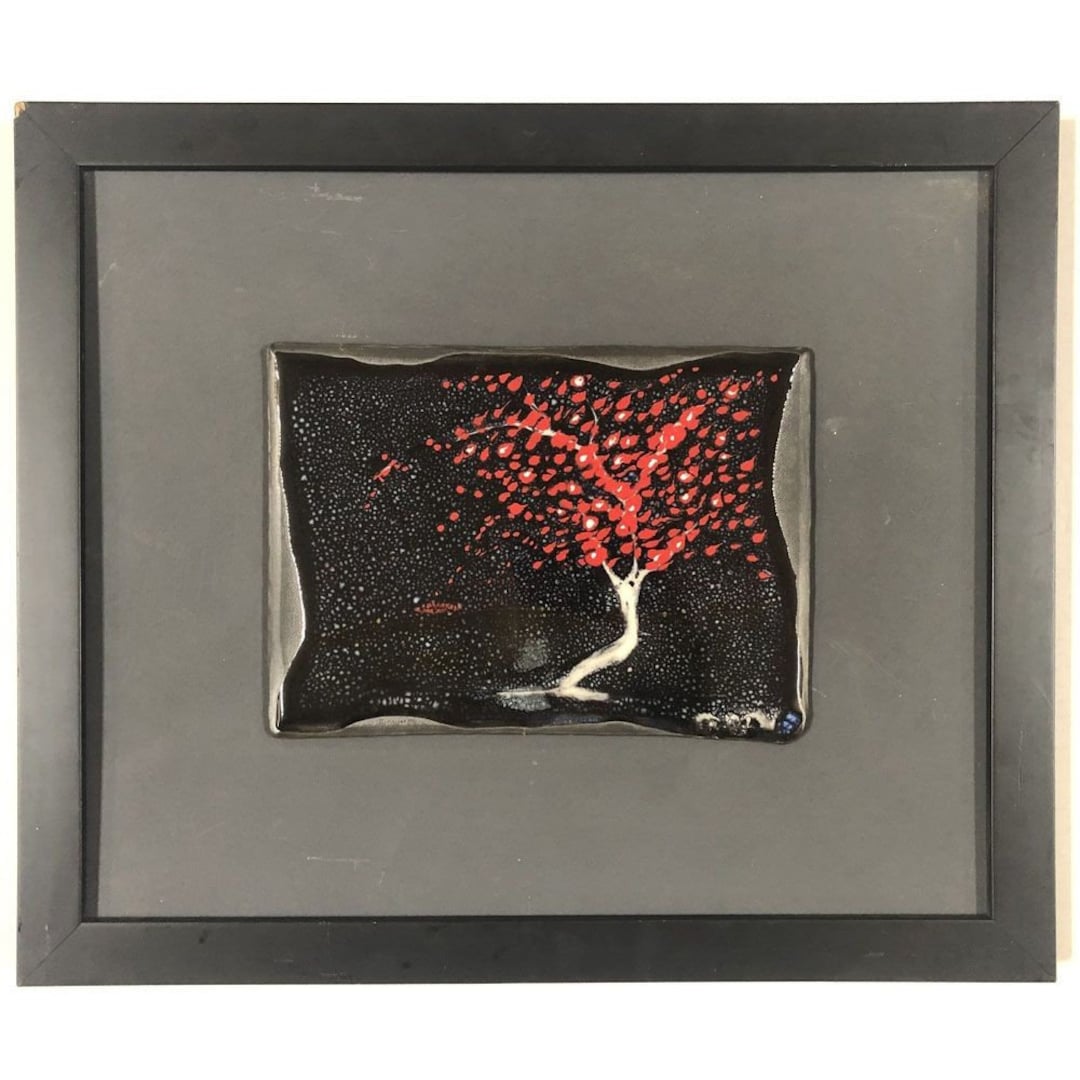 Silver Metal Tree Landscape With Fall Leaves Framed Pottery by Tom ...