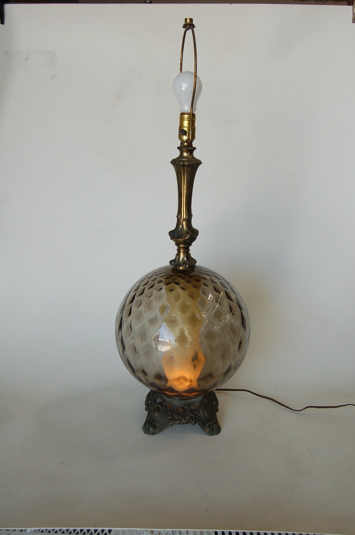 Hollywood Regency Smoked Bubble Glass Table Lamps With Inner - Etsy