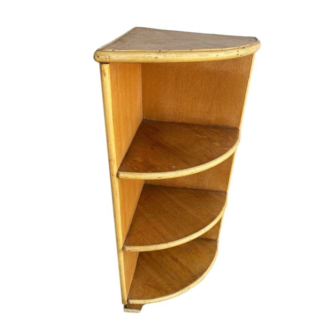 Restored Tropical Koa Wood Corner Shelf W/ Rattan Boarder - Etsy