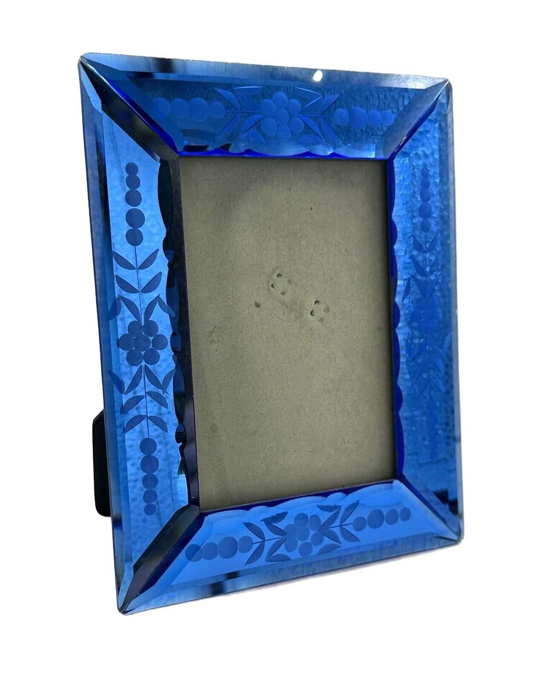 Art Deco Colbalt Glass Floral Etched Picture Frame - Etsy