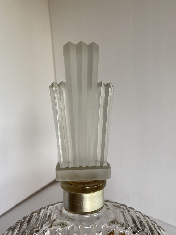 Art Deco Stepped Art Glass Perfume Bottle w/ Deer Mot… - Gem