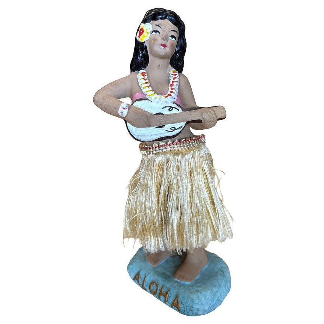 Mid-century "aloha" Hula Girlceramic Figurine W/ Ukulele and Red ...