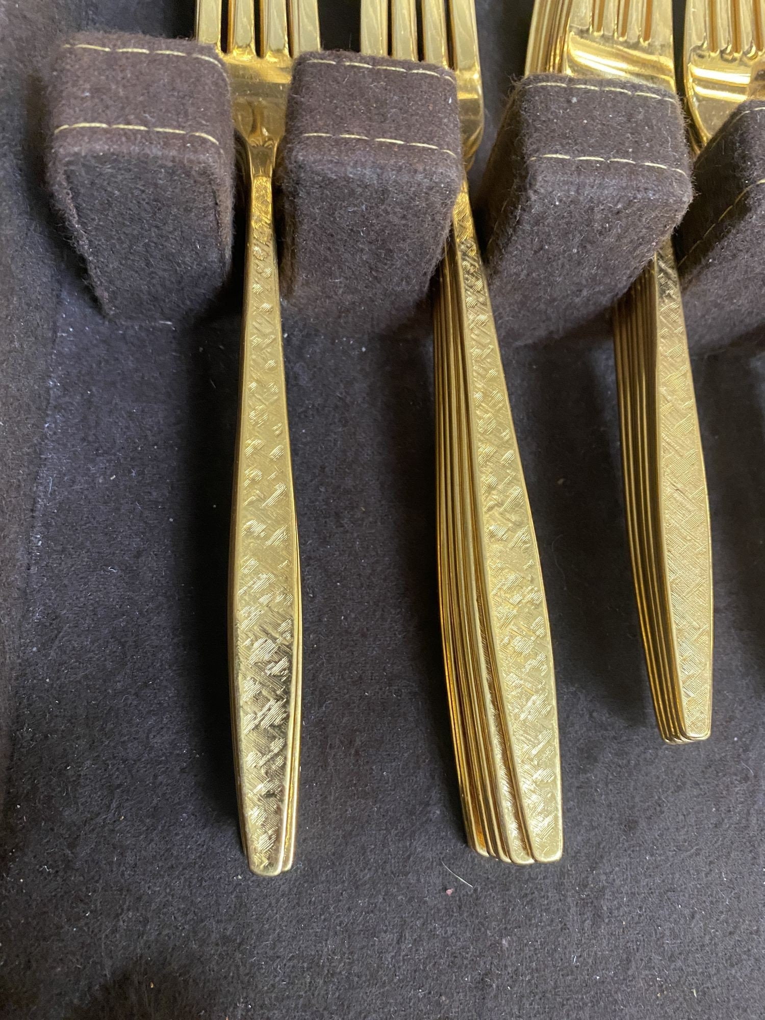 Modernist Pattern Gold Plated Stainless Flatware Set of 92 by - Etsy