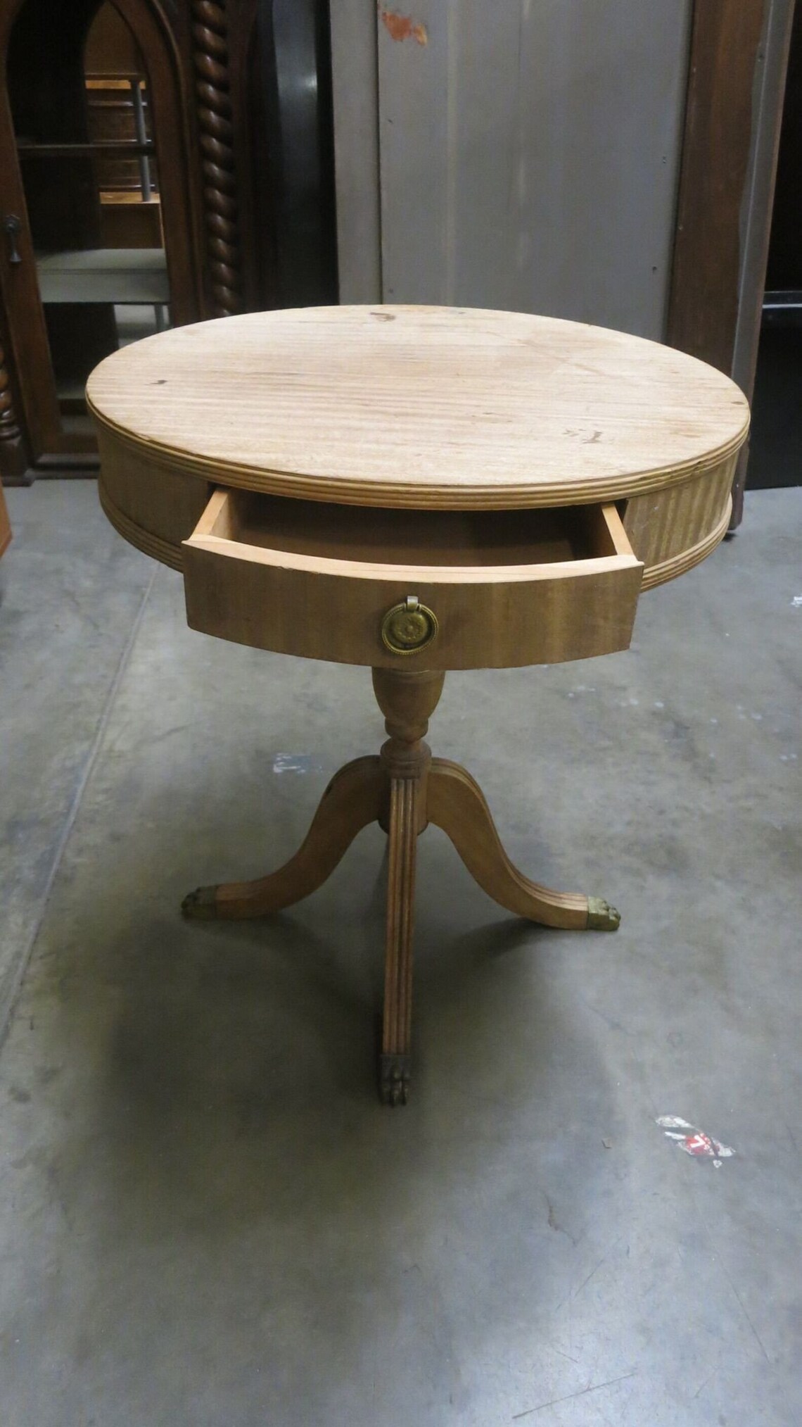 High Style Chippendale Round Side Table W/ Drawer - Etsy