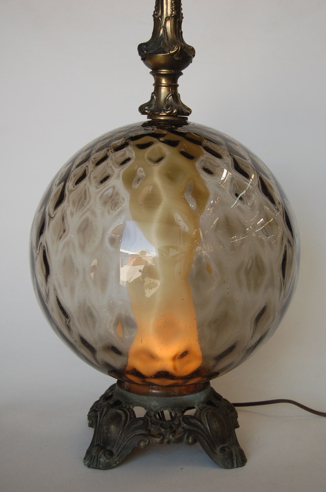 Hollywood Regency Smoked Bubble Glass Table Lamps With Inner - Etsy