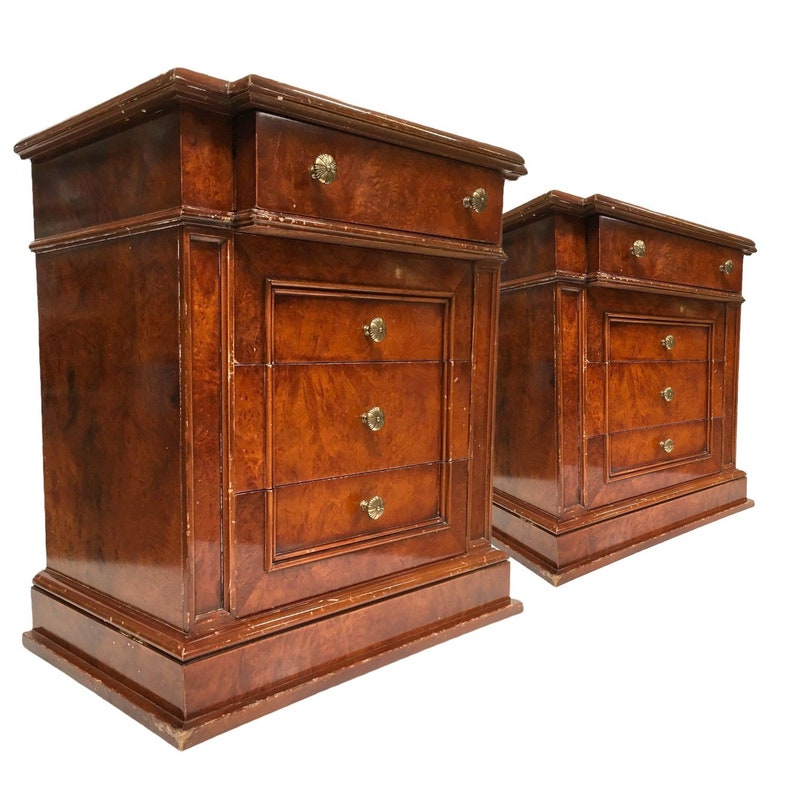 Vintage Empire Style Solid Maple Stepped Nightstands Pair - Etsy