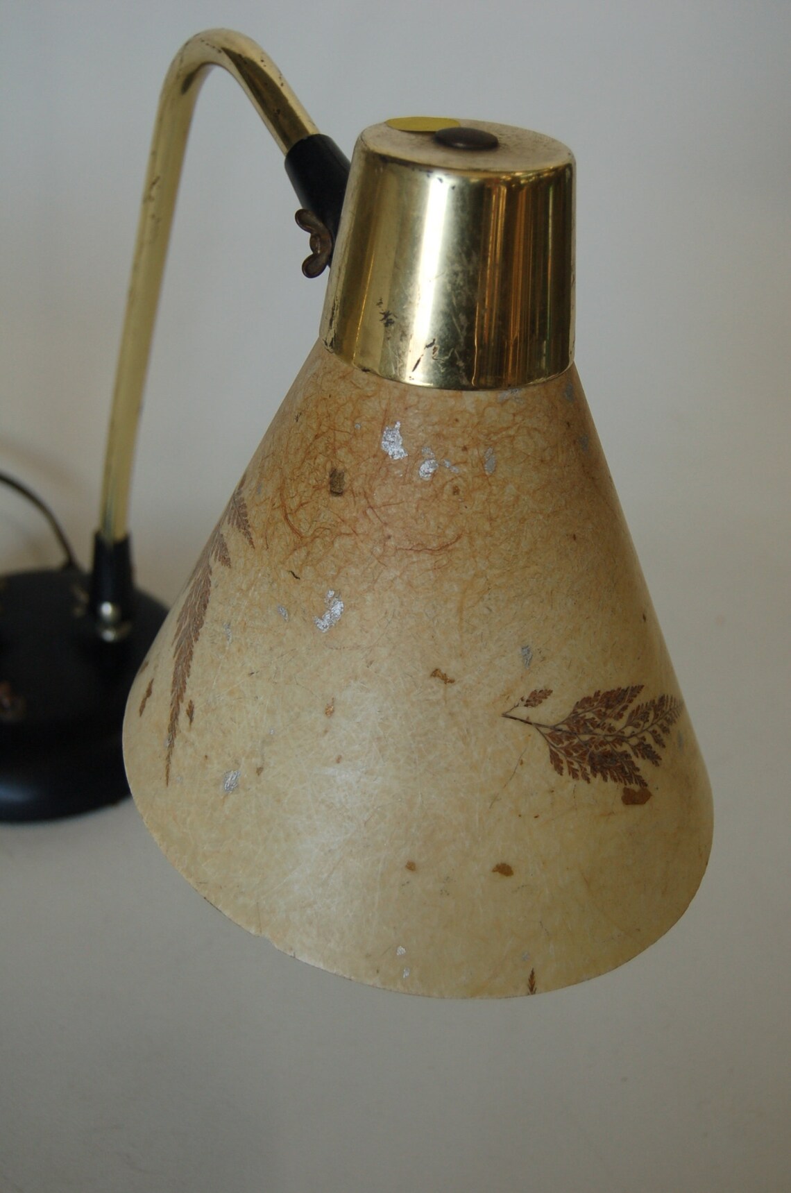 Double Gooseneck Brass Desk Table Lamp W/ Pressed Floral - Etsy