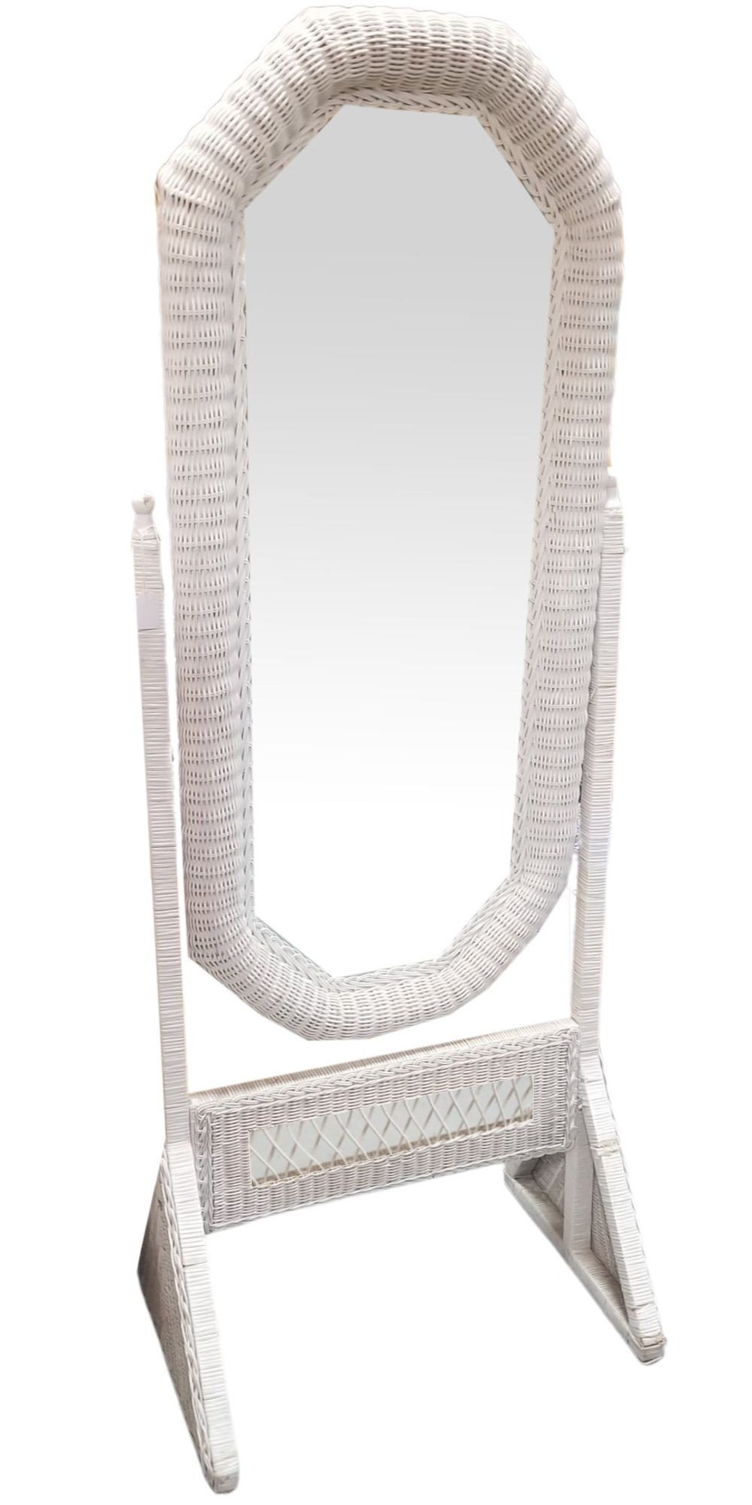 Restored White Rattan Wicker Full Length Cheval Mirror - Etsy