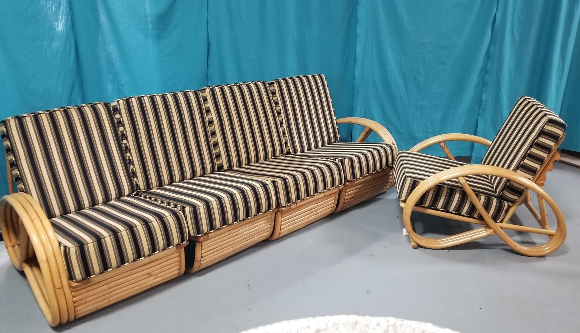 Restored Rattan 3/4 Pretzel Sofa & Lounge Chair Living Room - Etsy