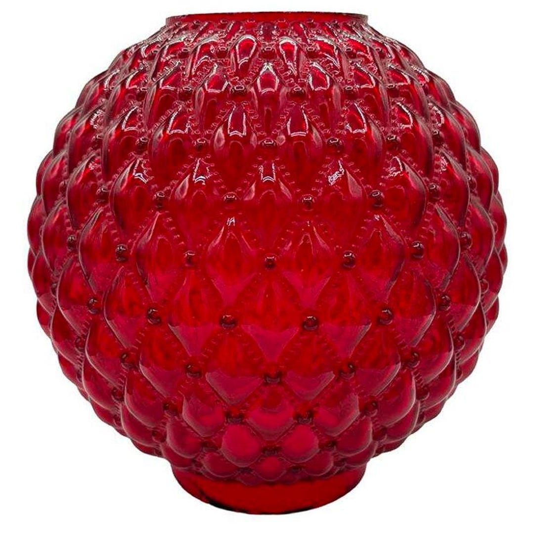 Modern Mediterranean Style Quilted Bubbles Ruby Red Glass Globe, 4 ...