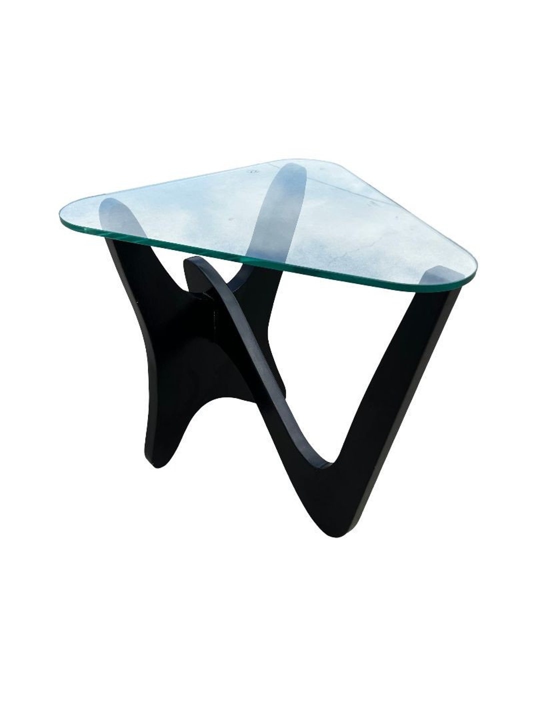 Noguchi Style Biomorphic "airplane" Side Table W/ Triangle Glass Top - Etsy