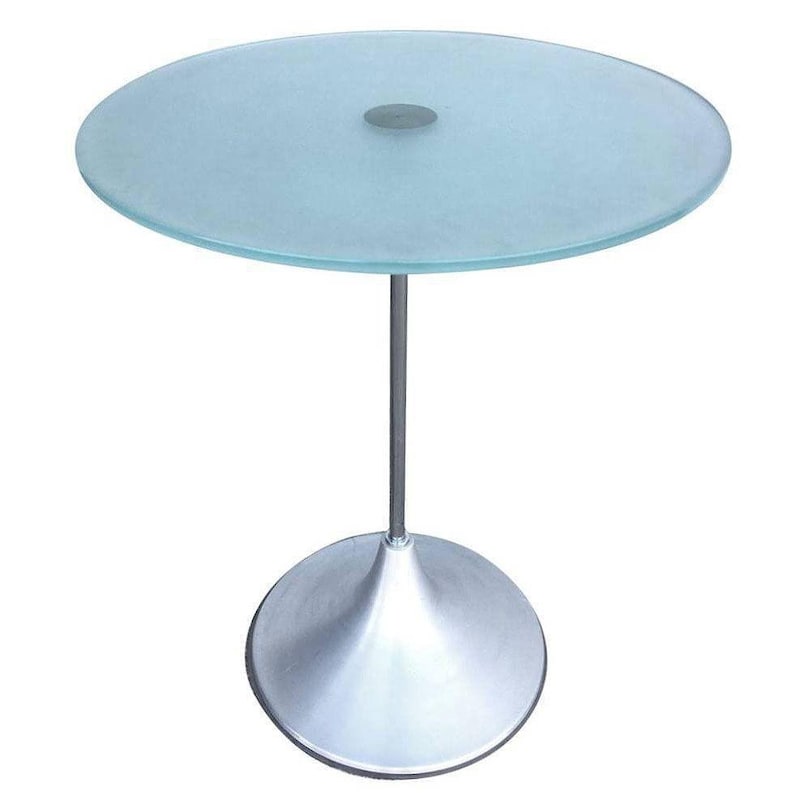 Y2K Chrome & Frosted Glass "bugle Base" Pedestal Side Table - Etsy