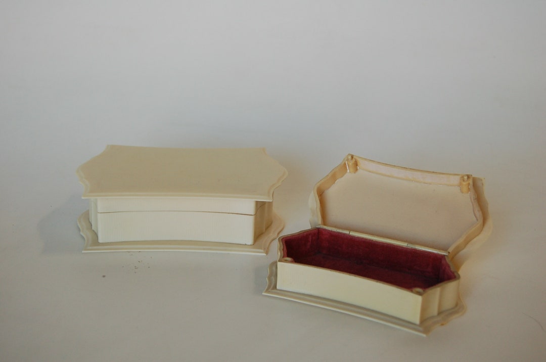 Art Deco French Ivory Vanity Jewelry Box Set Pyralin Du Barry - Etsy