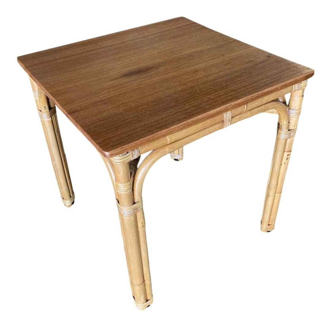 Restored 1950s arch Base Rattan Games Table With Mahogany Top - Etsy