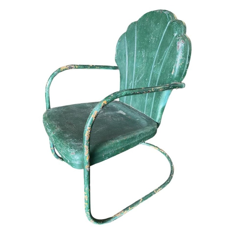 Art Deco Cantilevered Steel Clam Shell Patio Lounge Chair - Etsy